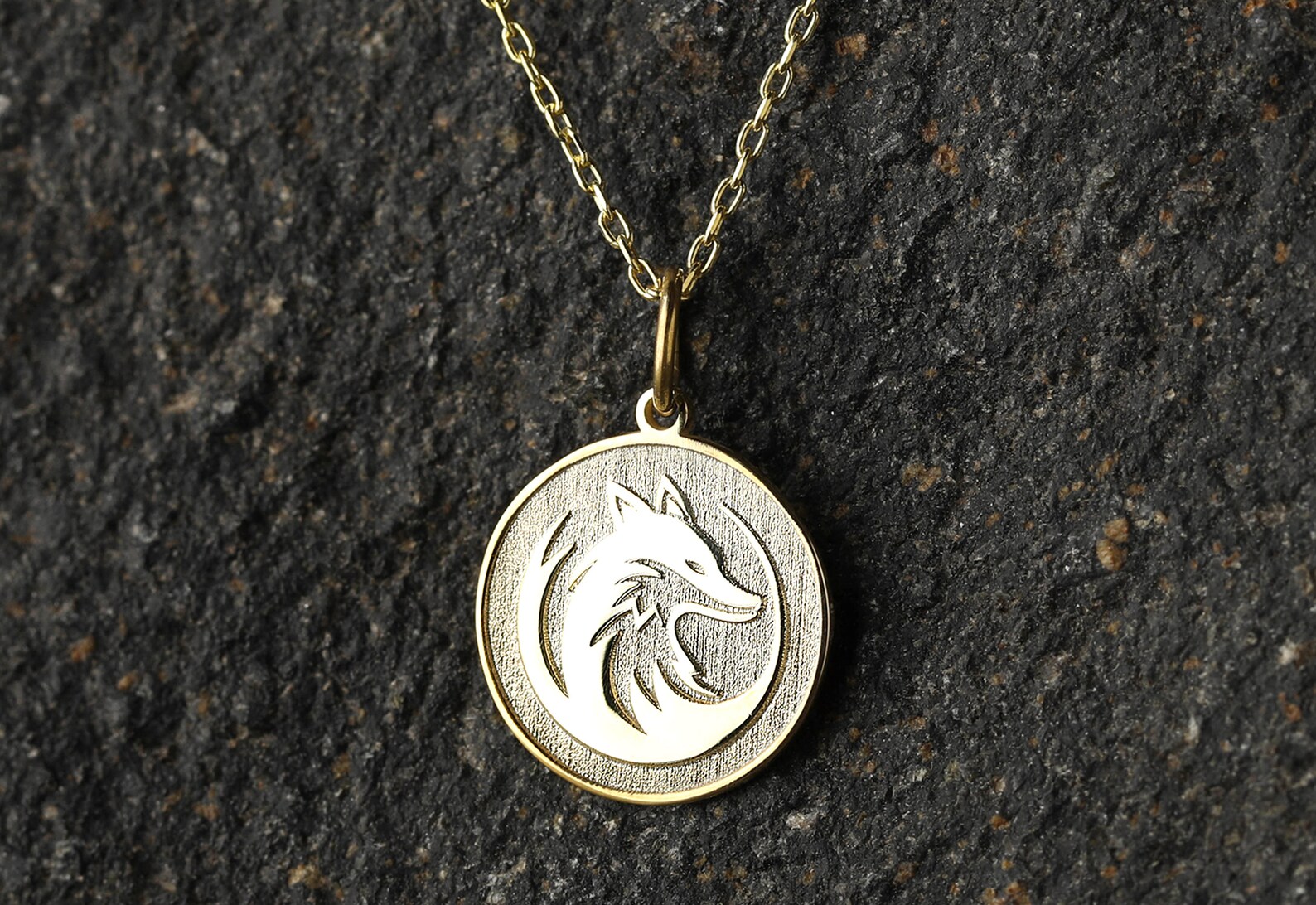 14k Gold Fox Necklace, Personalized Fox Pendant, Fox Head Necklace ...