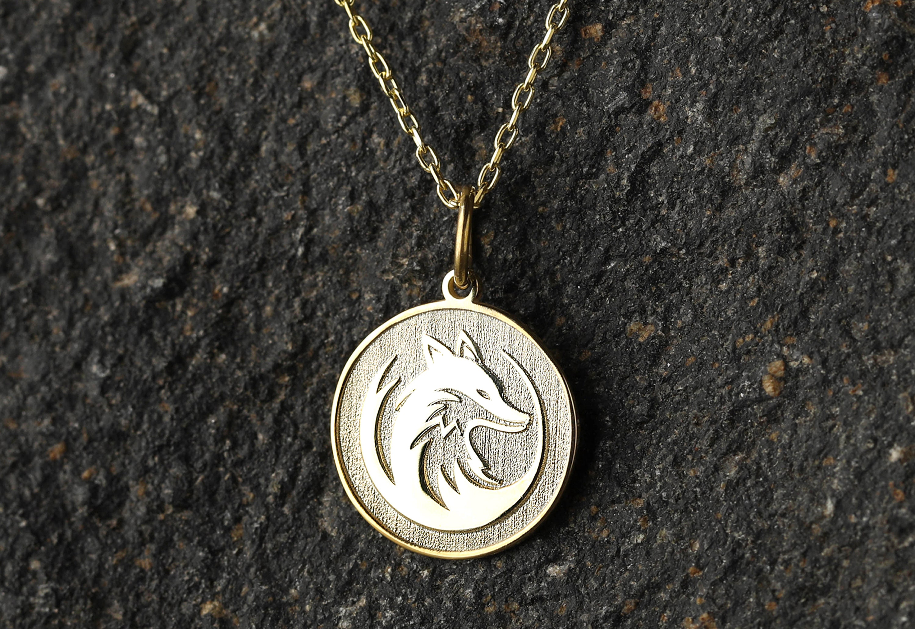 14k Gold Fox Necklace, Personalized Fox Pendant, Fox Head Necklace ...