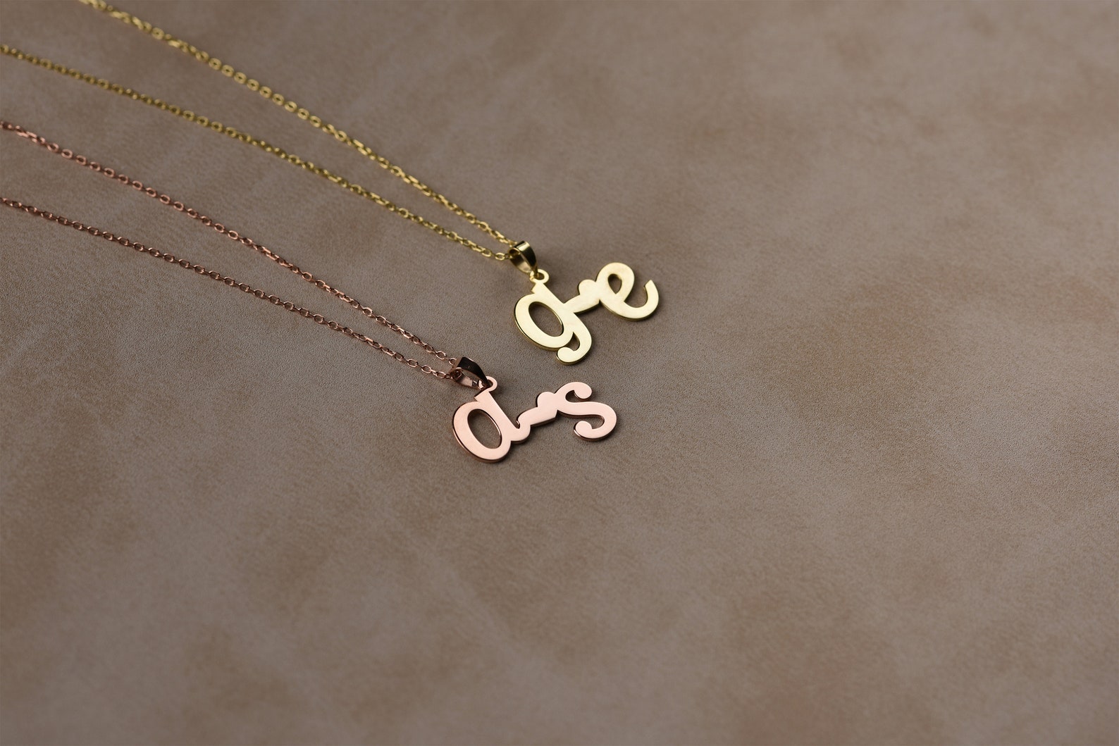 2 Letter Necklace for Couple Letter Necklace Gold Script | Etsy