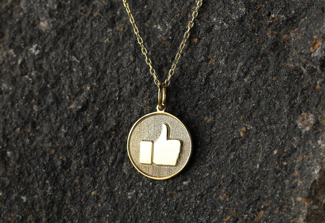14k Gold Thumbs up Sign Necklace, Personalized Thumbs up Pendant, Hand ...
