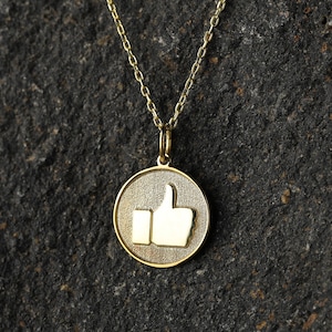14k Gold Thumbs up Sign Necklace, Personalized Thumbs up Pendant, Hand ...