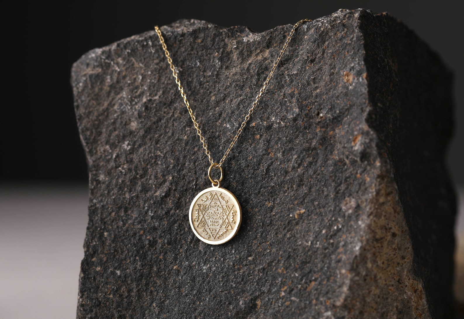 14k Solid Gold Seal of Solomon Necklace, Solomon Pendant, Personalized ...