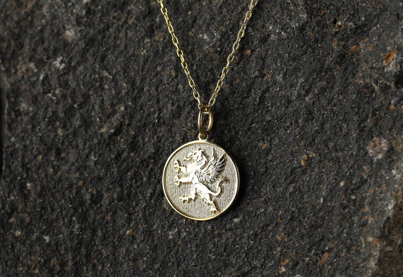 14k Gold Griffin Necklace Personalized Griffin Pendant - Etsy