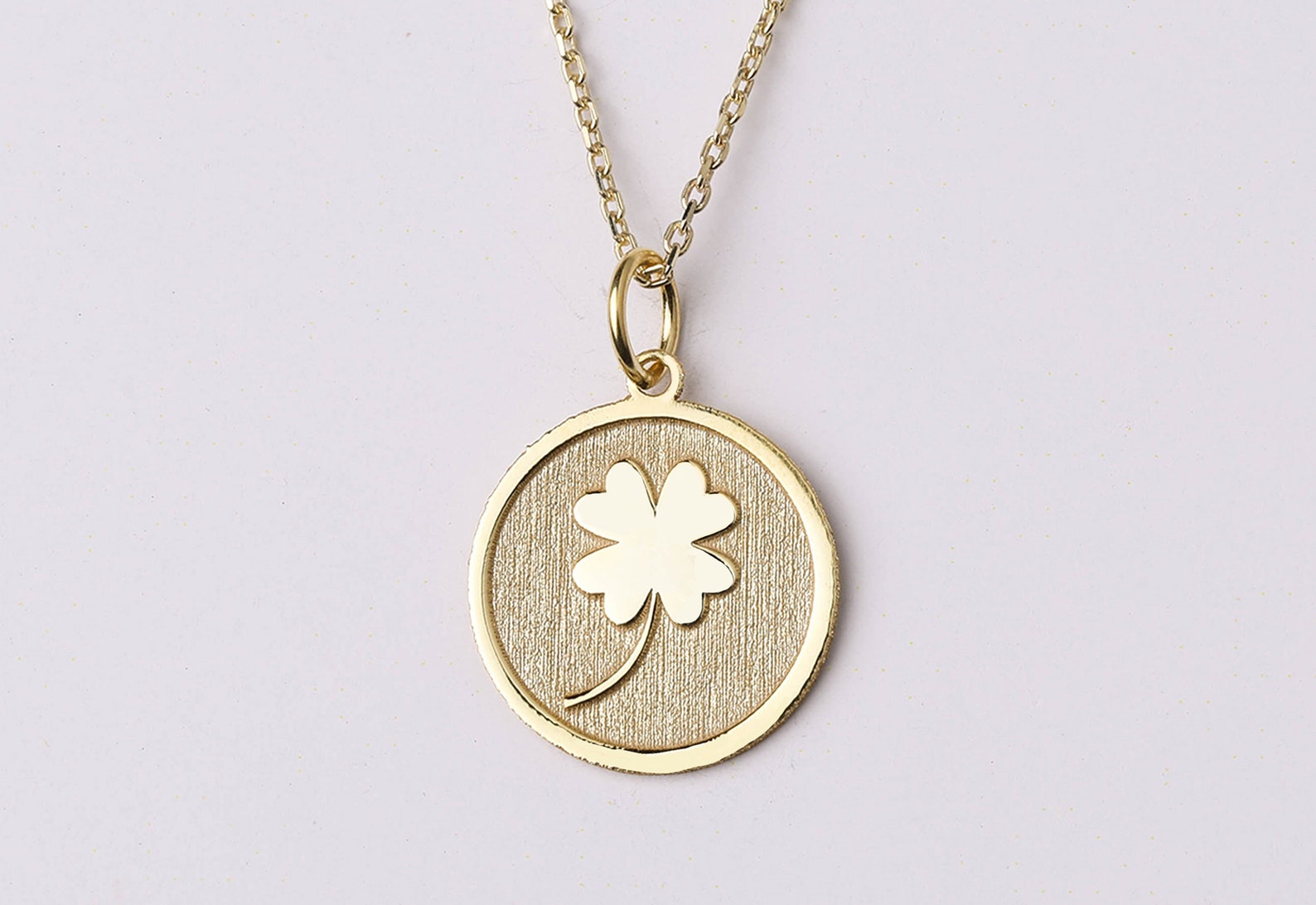 14k Gold Four Leaf Clover Necklace, Personalized Clover Pendant ...