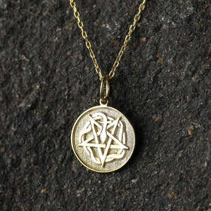 14k Gold Pentagram Wrapped by Snake Necklace, Personalized Pentagram ...