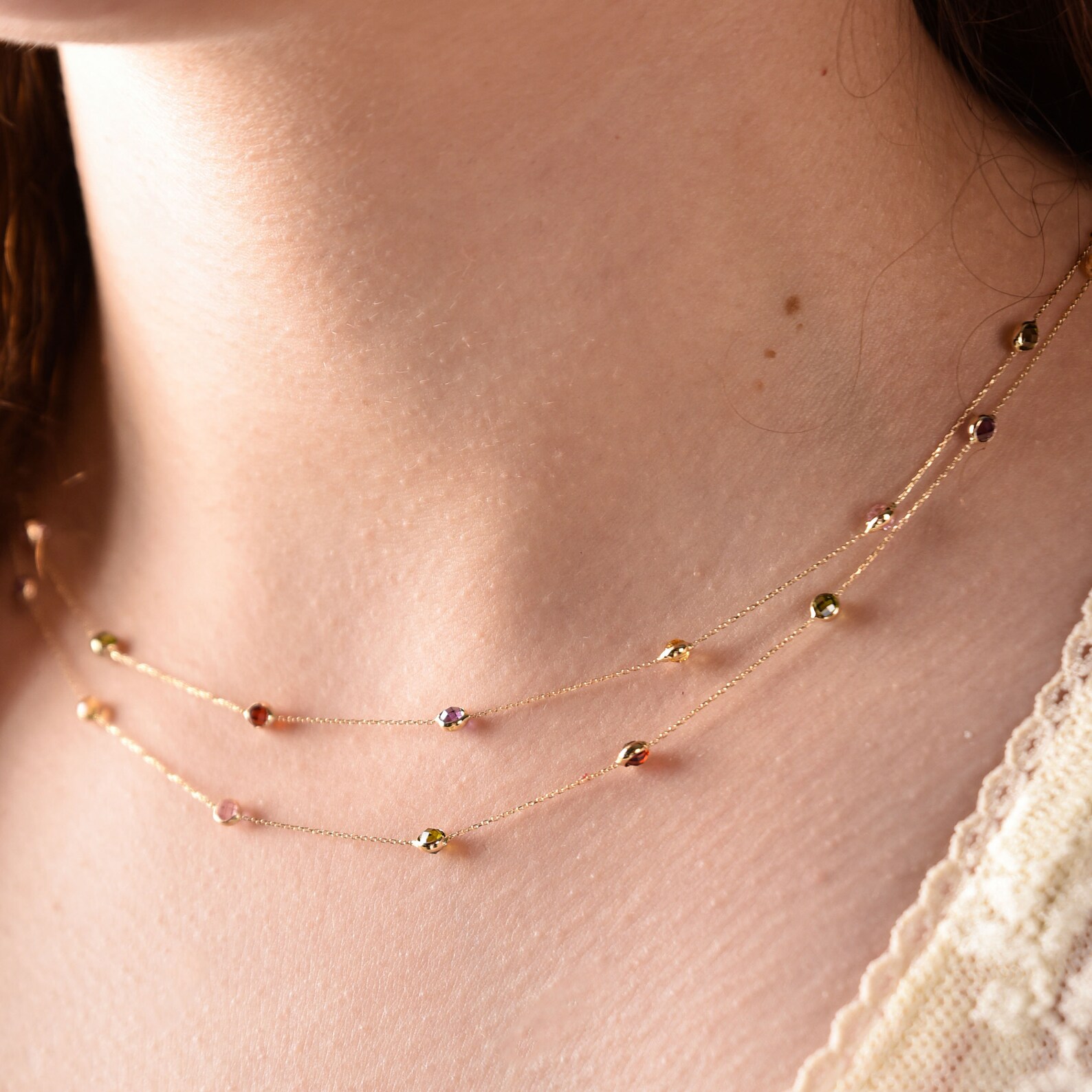 14K Gold Satellite Colored Ball Chain Gold Ball Chain | Etsy