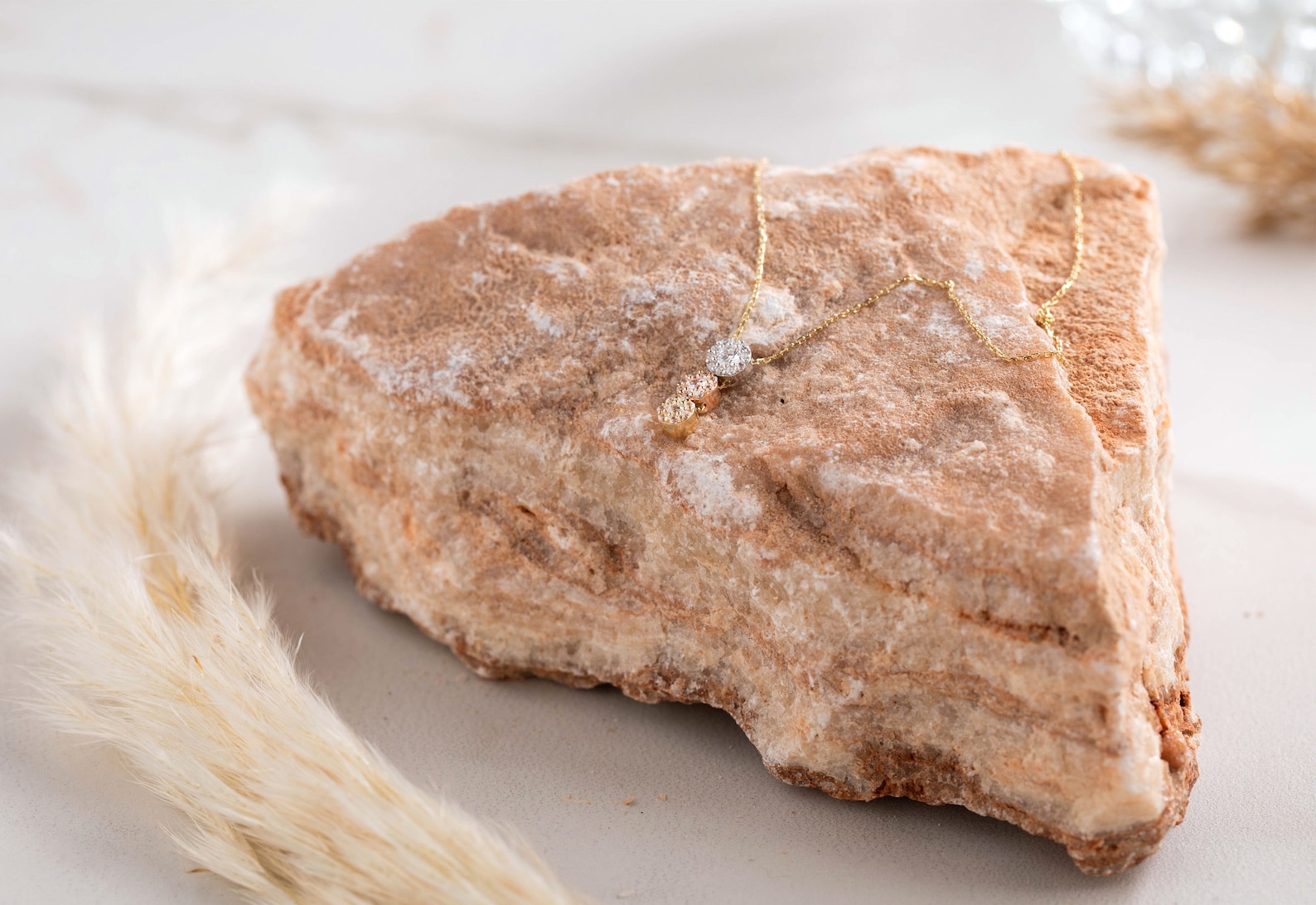 Trio Stone Necklace 14k Gold 3 Stone Necklace Three Color - Etsy