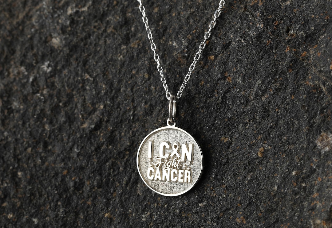 14k Gold Fight Cancer Necklace, Personalized Fight Cancer Gift Pendant ...