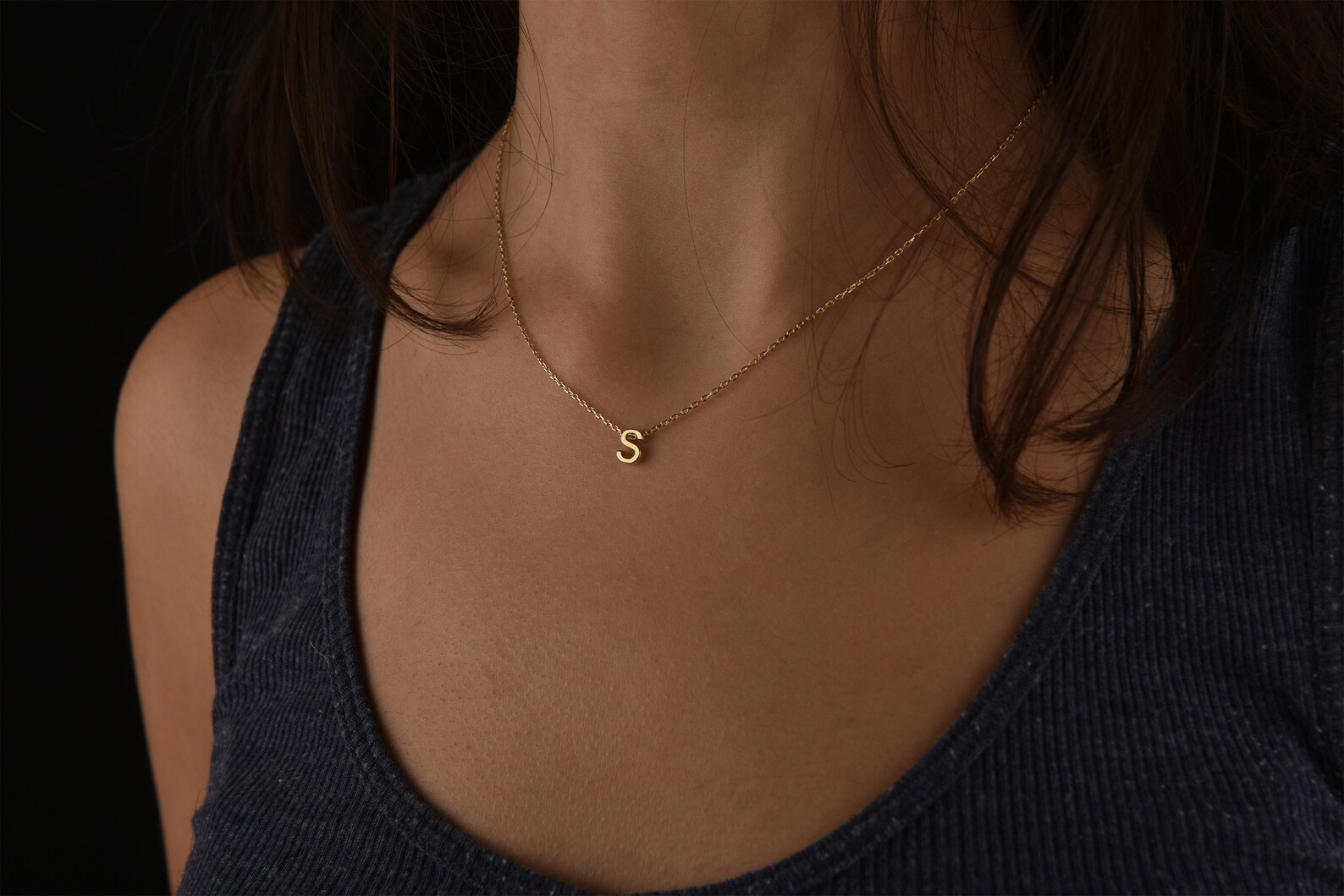 Tiny Letter Necklace Gold Dainty Initial Necklace Initial - Etsy