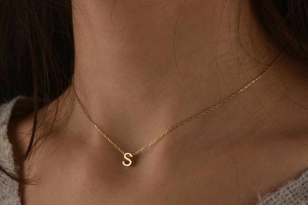 Tiny Letter Necklace, Personalized Necklace, Name Necklace, Gold ...