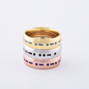 Morse Code Ring, Name Ring, Custom Ring, Silver Enamel Ring, Secret ...
