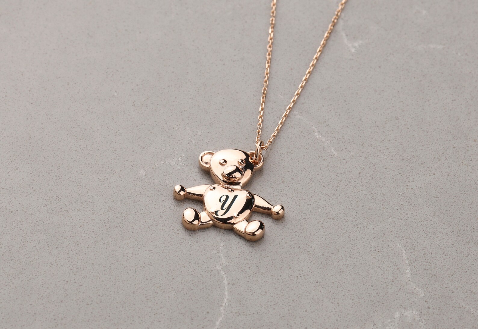 Teddy Bear Necklace 14k Solid Gold Teddy Bear Pendant on Gold - Etsy