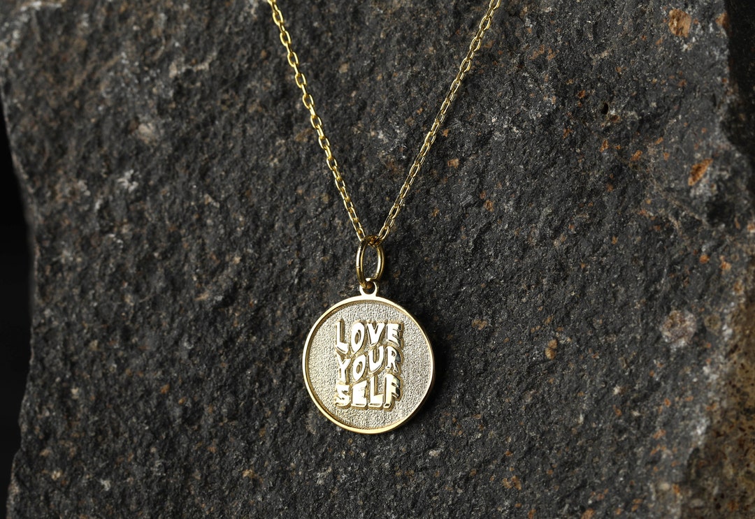 14k Gold Self Love Necklace, Personalized Self Love Pendant, Birthday ...