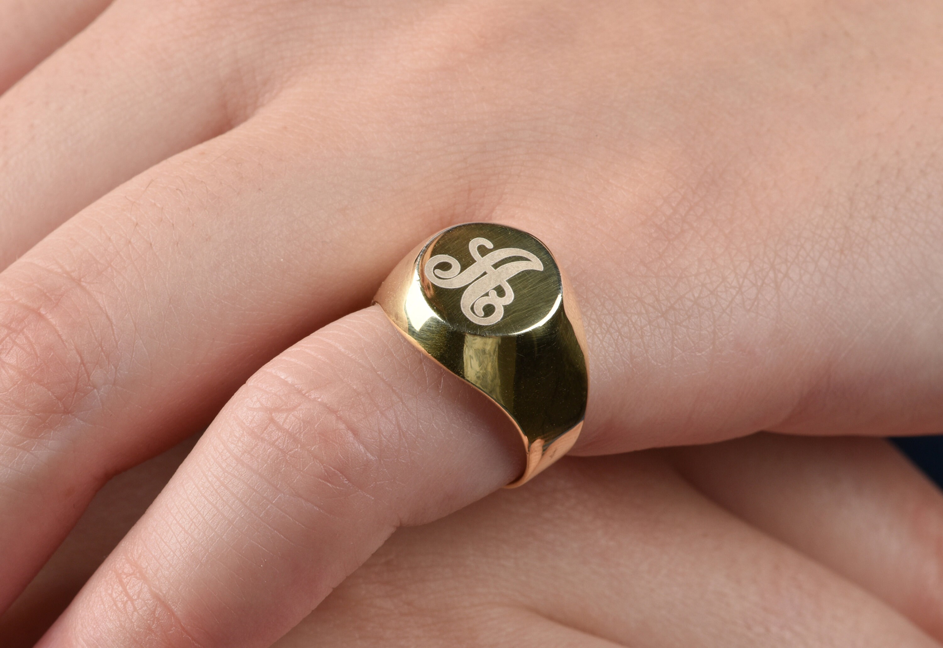 14K Gold Monogram Ring Personalized Signet Ring Letter Ring | Etsy