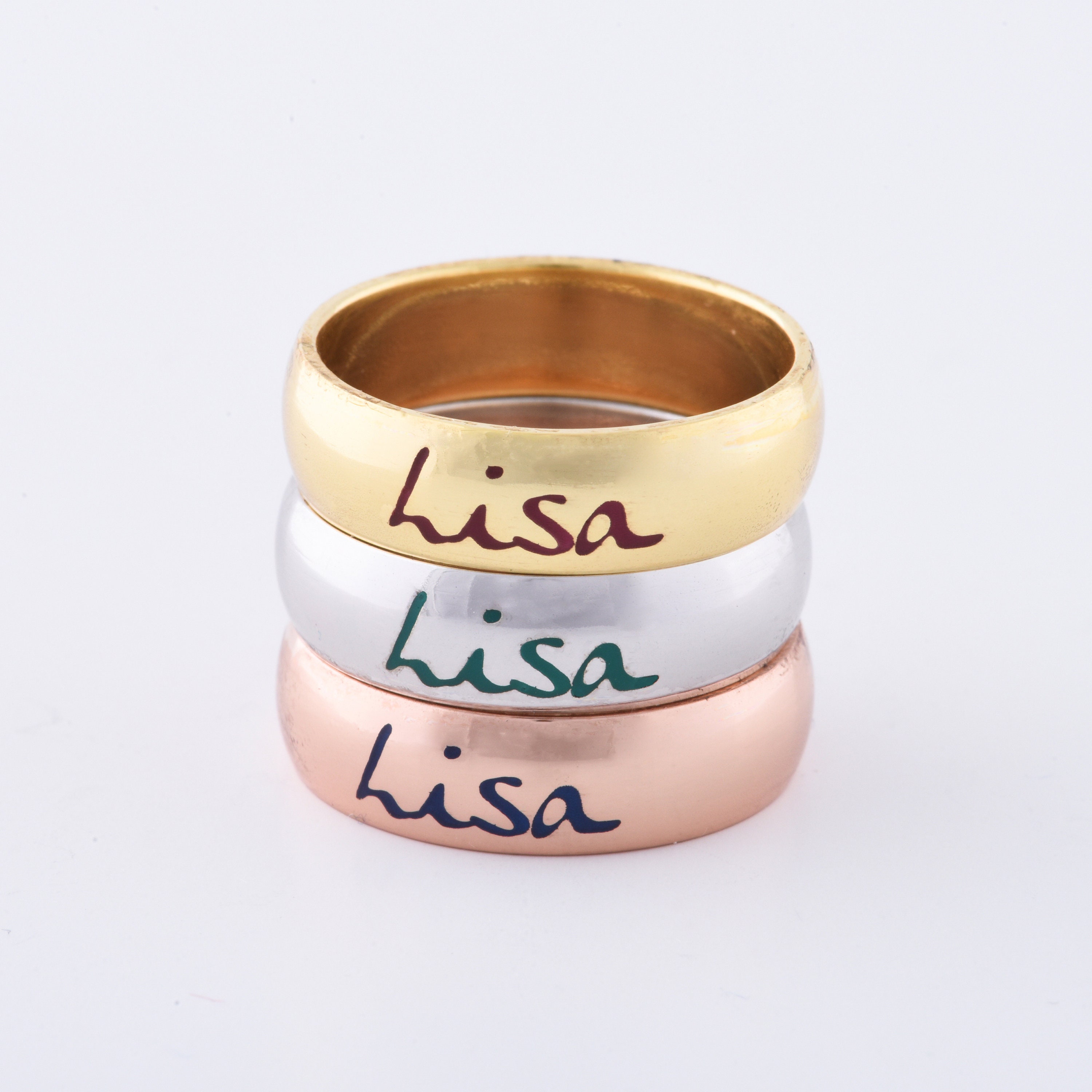 Rings with Names Stacking Name Rings Stacked Name Rings | Etsy