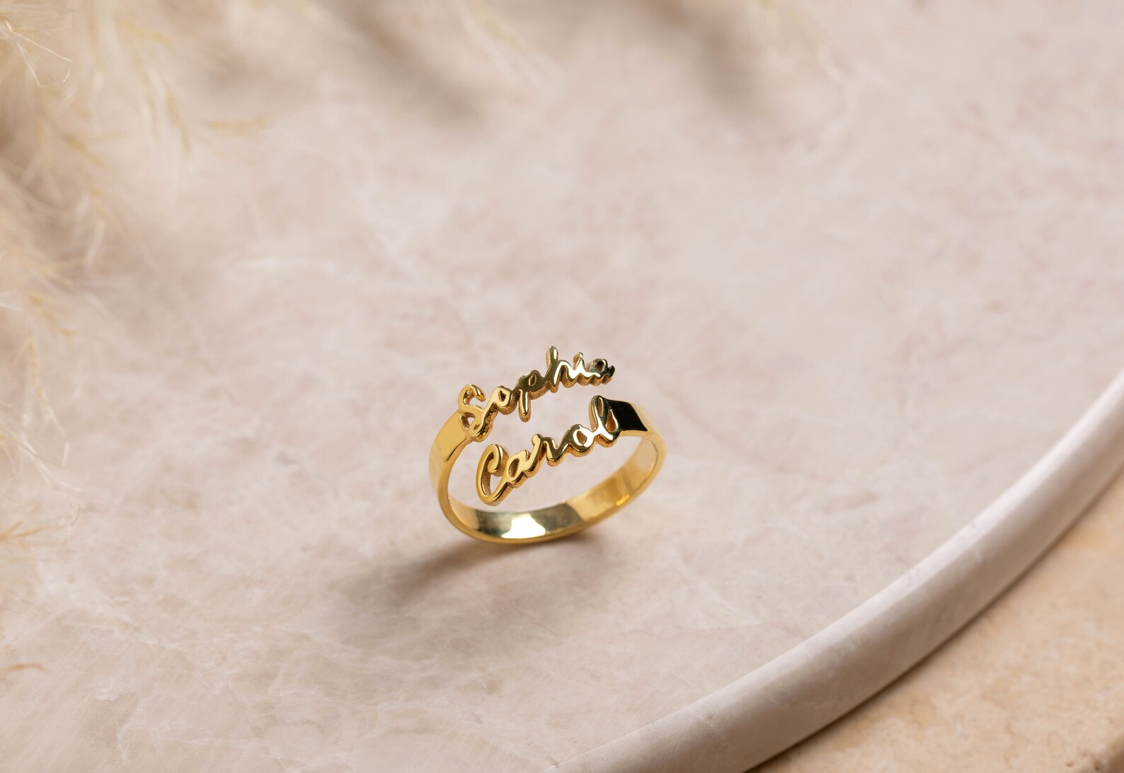 2 Names Ring Gold Double Name Ring Personalize Two Names | Etsy