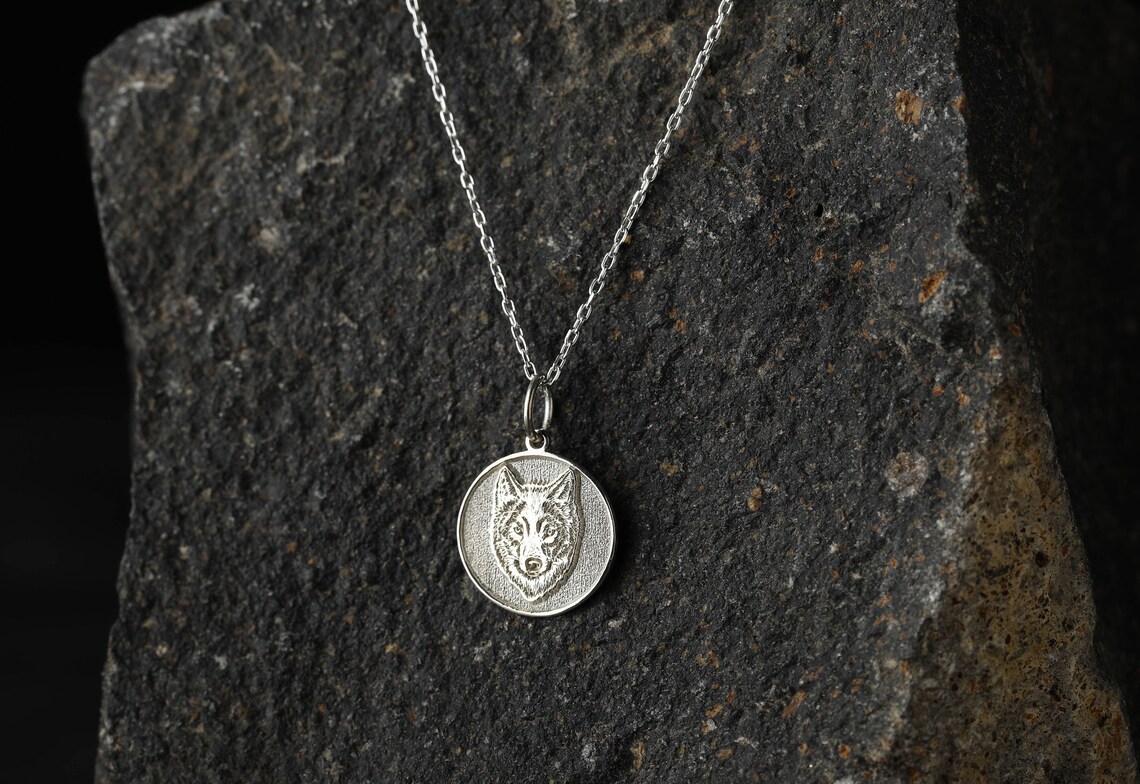 14k Gold Wolf Head Necklace Personalized Wolf Pendant Animal - Etsy