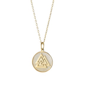 14k Gold Valknut Viking Necklace, Personalized Valknut Pendant, Valknut ...