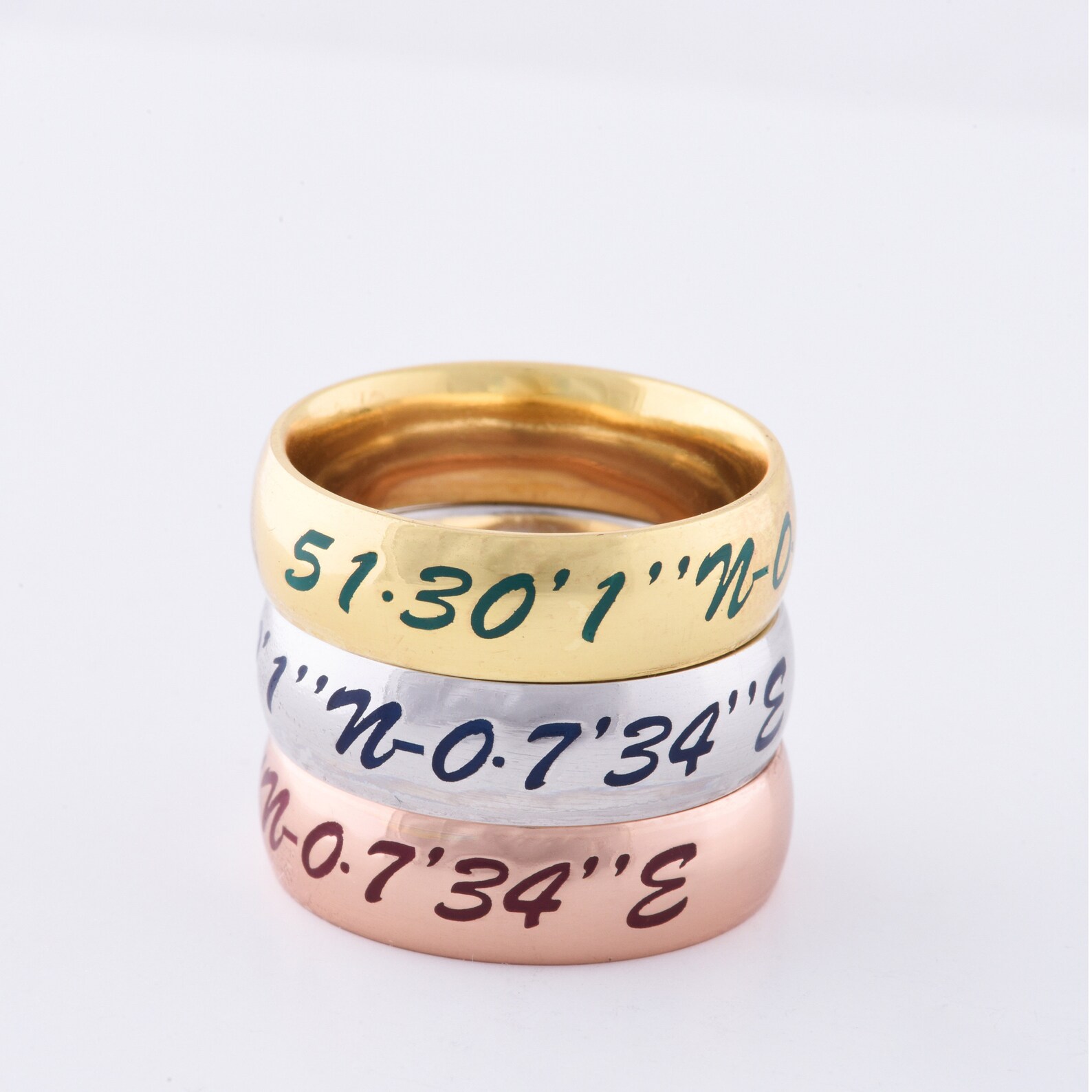 Coordinate Ring Men Personalized Ring Silver Engraved Ring - Etsy