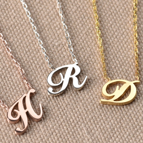 Cursive Letter Necklace - Etsy