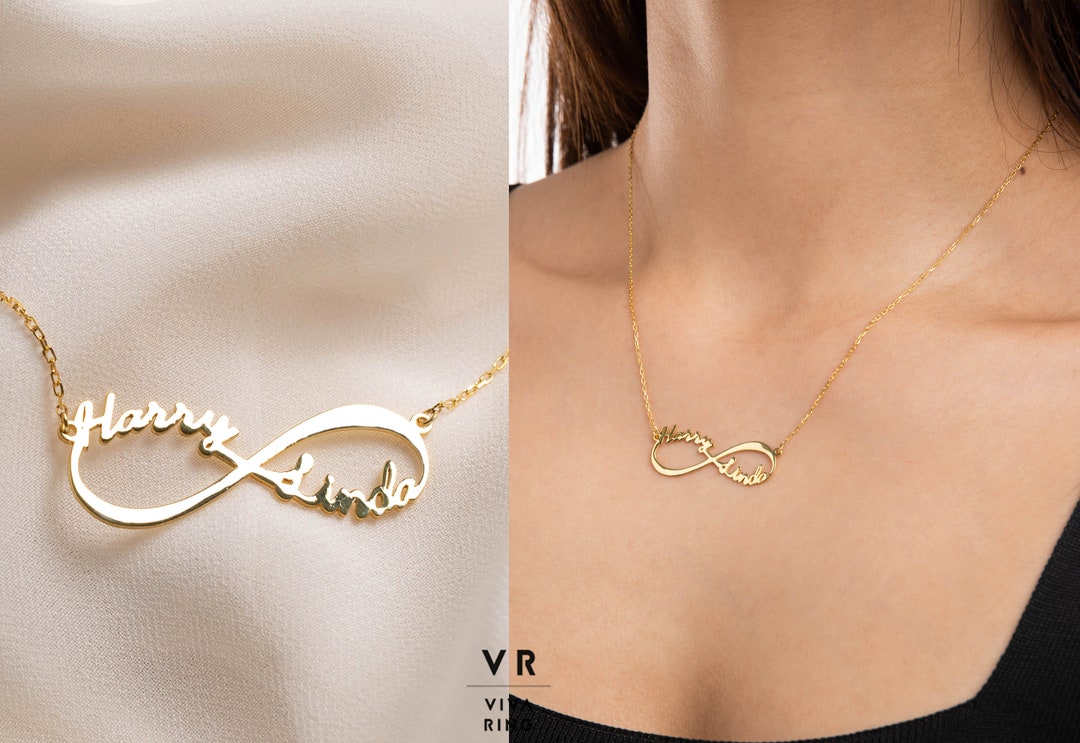 Infinity Name Necklace, 14K Gold Personalized Infinity Necklace for ...