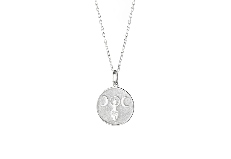 14k Gold Triple Moon Goddess Necklace, Personalized Triple Moon Pendant ...