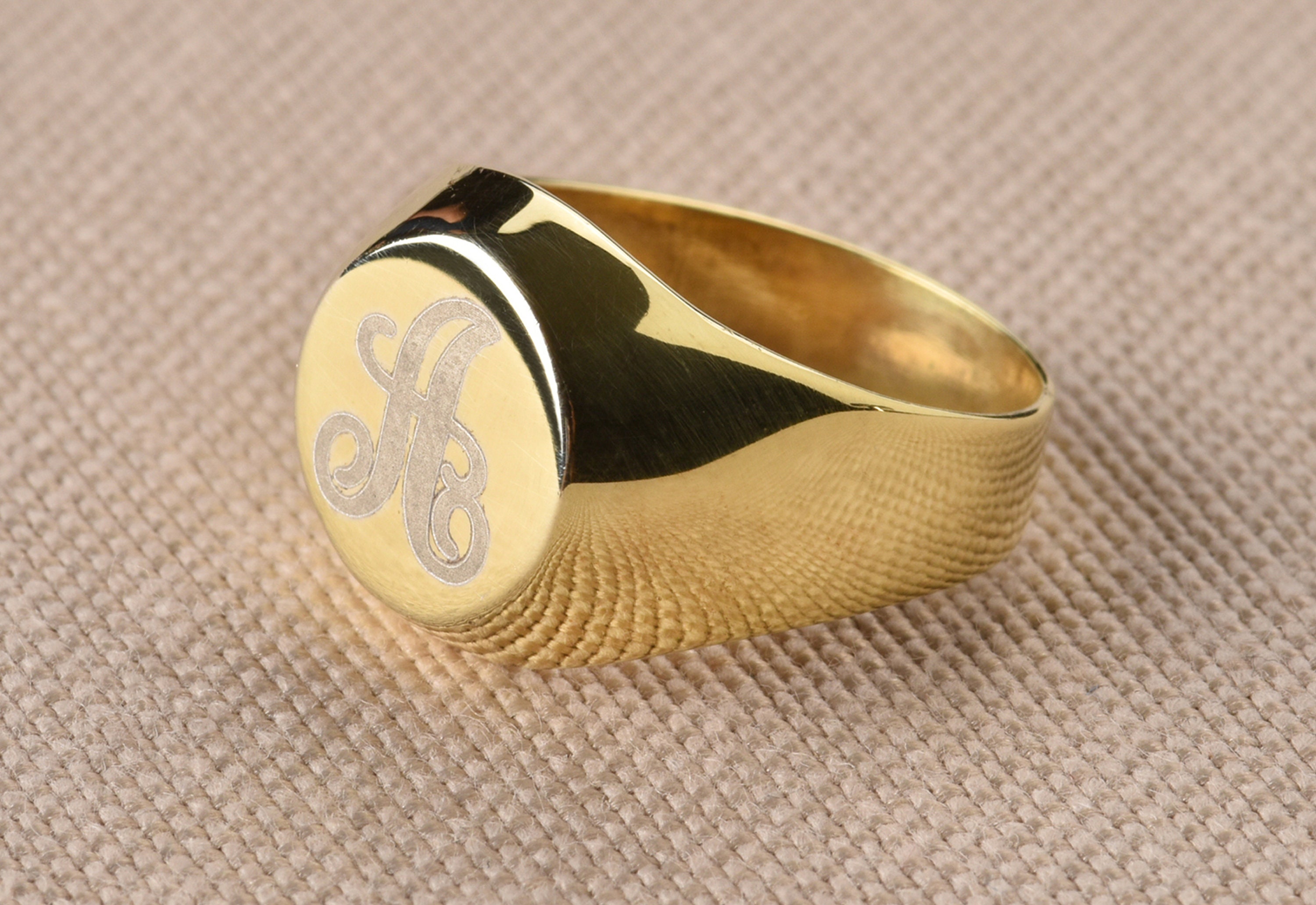 14K Gold Monogram Ring Personalized Signet Ring Letter Ring | Etsy