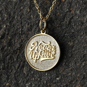 14k Gold Motivational Necklace, Personalized Motivational Pendant ...