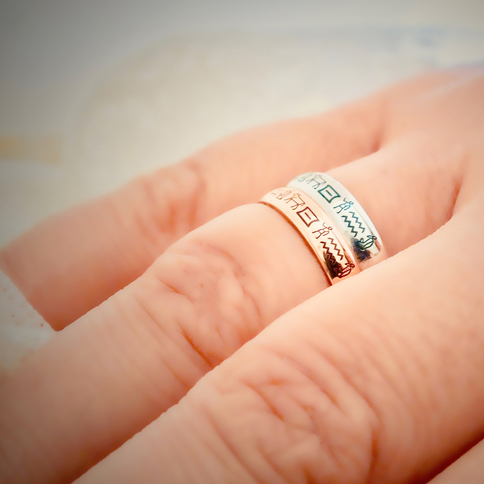 Hieroglyph Ring, Egypt Symbols Ring, 14K Solid Gold Ring, Egyptian Ring ...