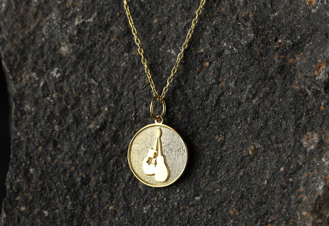14k Gold Boxing Gloves Necklace, Personalized Boxer Pendant, MMA ...
