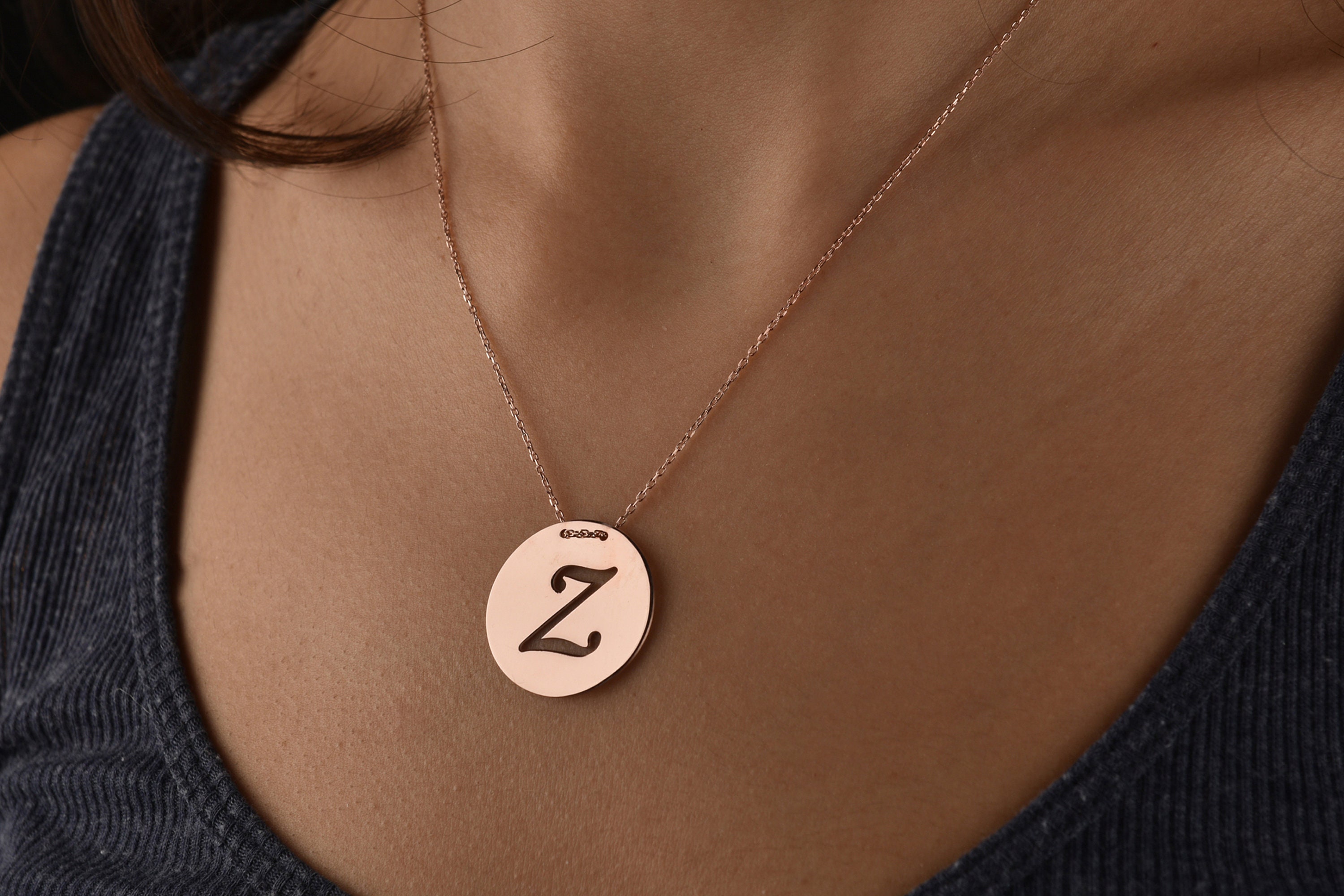 Open Initial S Necklace A to Z Letter Necklace Cursive Gold | Etsy