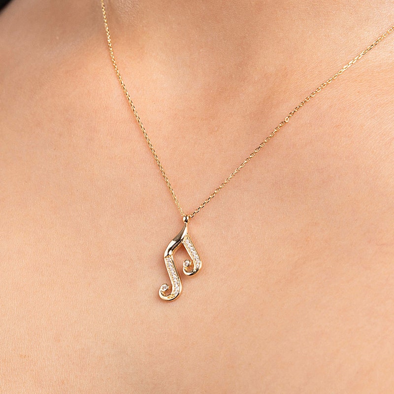 Music Note Necklace - Etsy