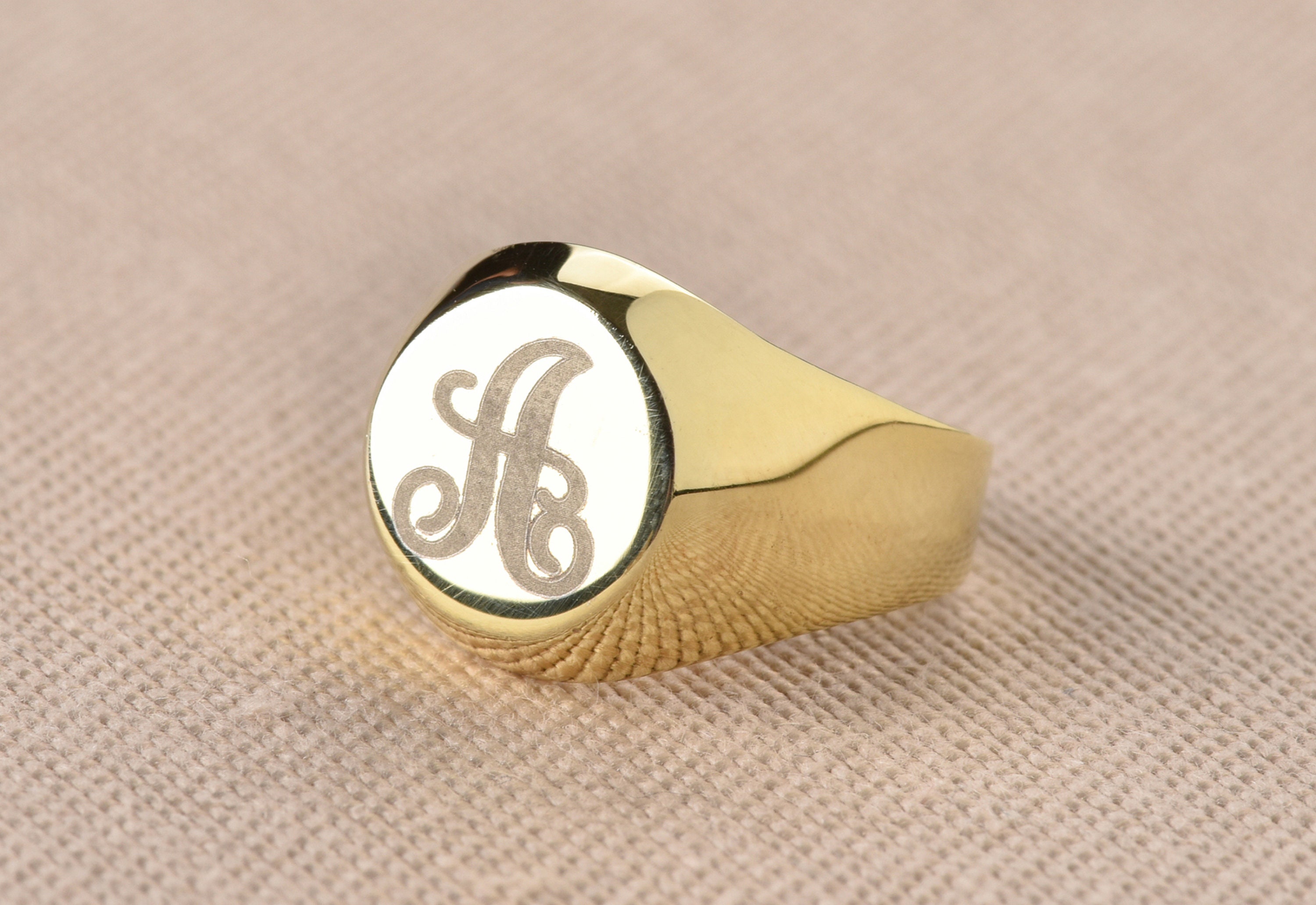 14K Gold Monogram Ring Personalized Signet Ring Letter Ring | Etsy