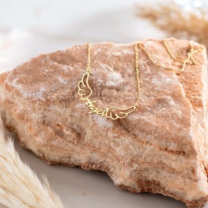Angel Name Necklace, Angel Wing Necklace, Gift for Daughter, Angel ...