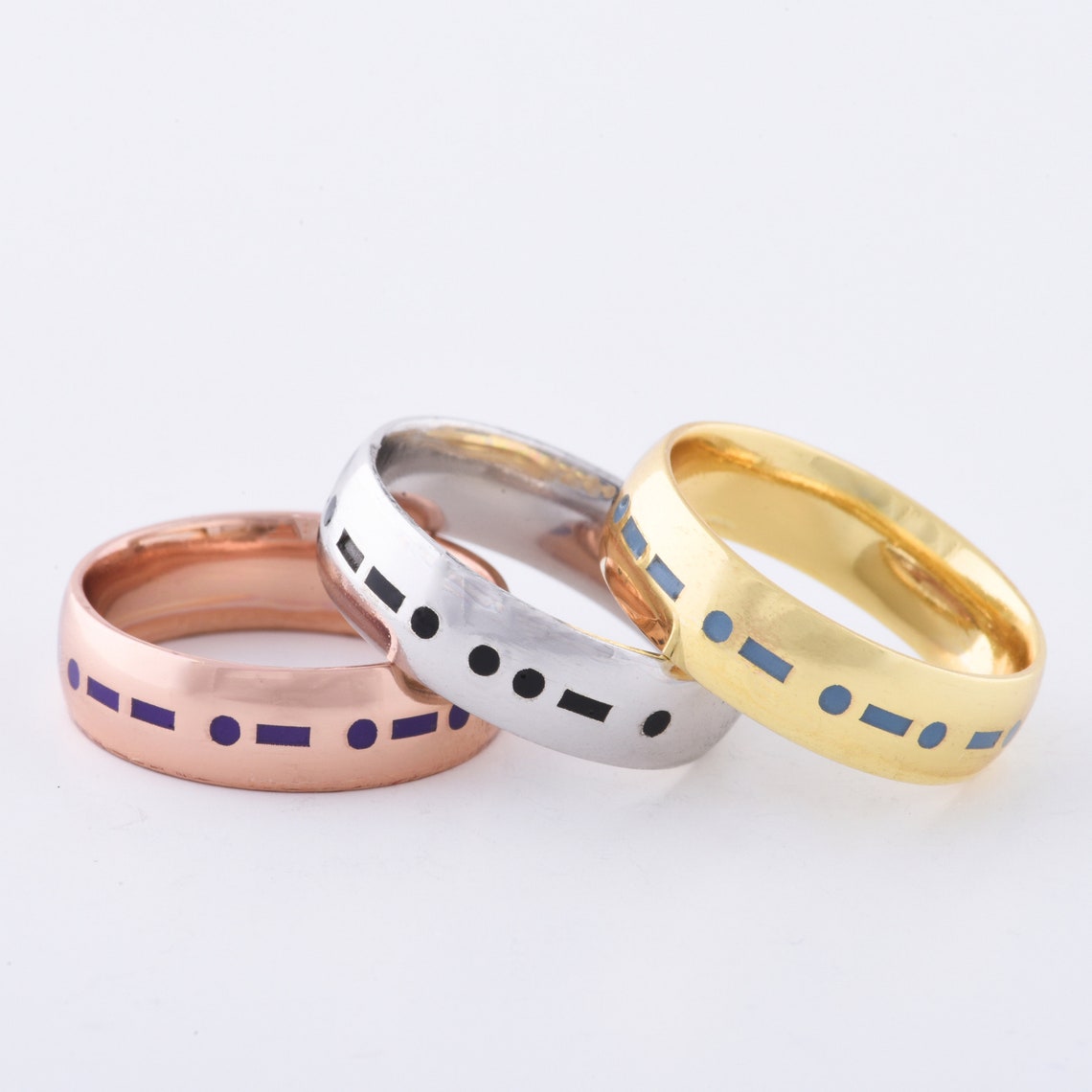 Morse Code Ring Name Ring Custom Ring Silver Enamel Ring | Etsy