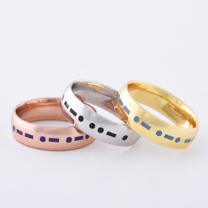 Morse Code Ring Name Ring Custom Ring Silver Enamel Ring - Etsy