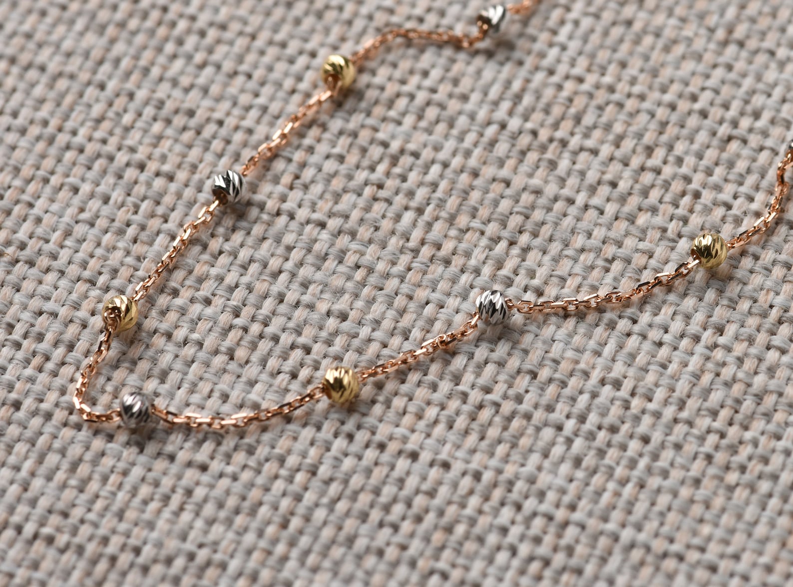 14k Solid Gold Bead Chain Necklace Gold Beaded Necklace - Etsy