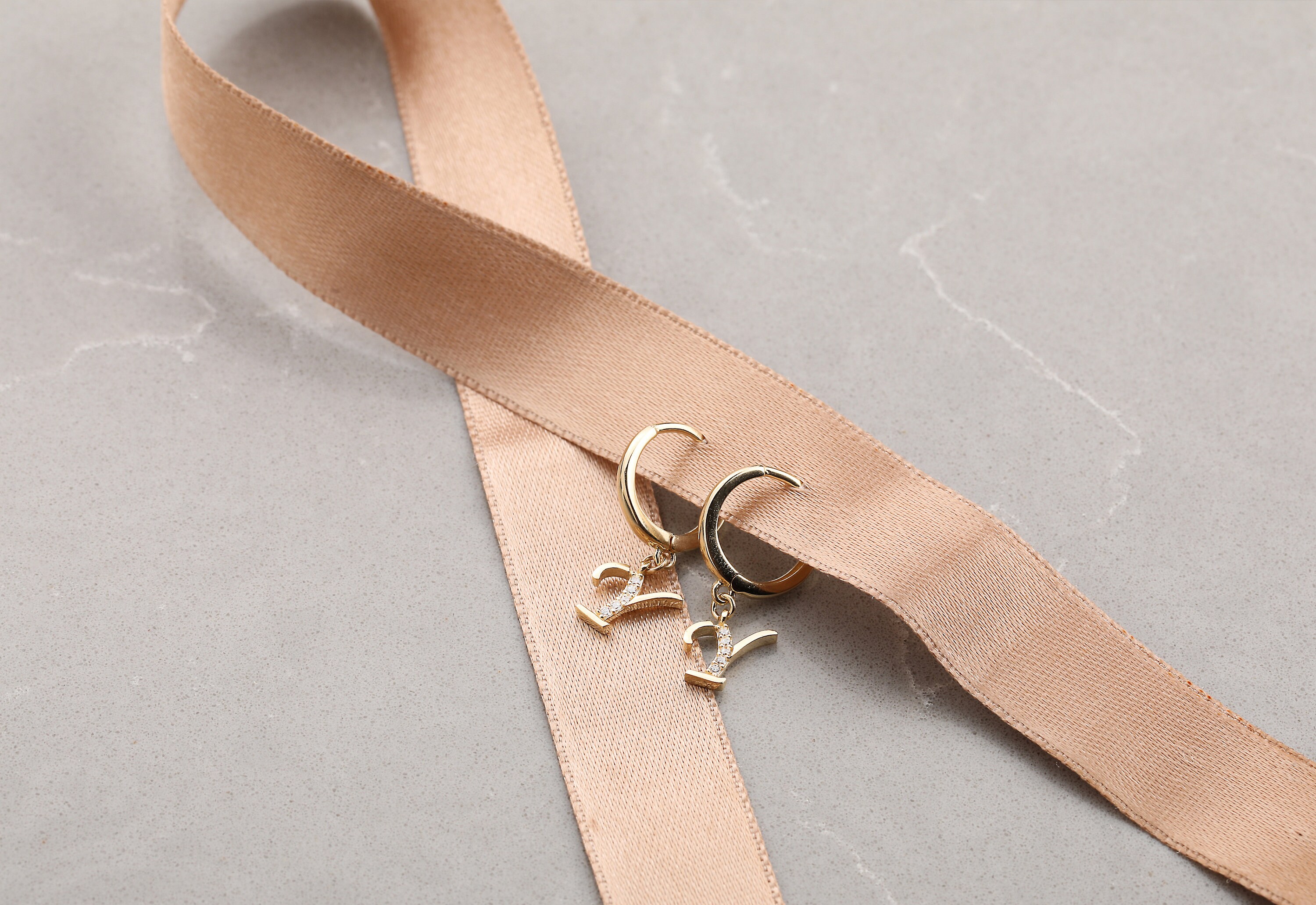 14K Gold Letter Earrings Personalized Initial Earrings - Etsy