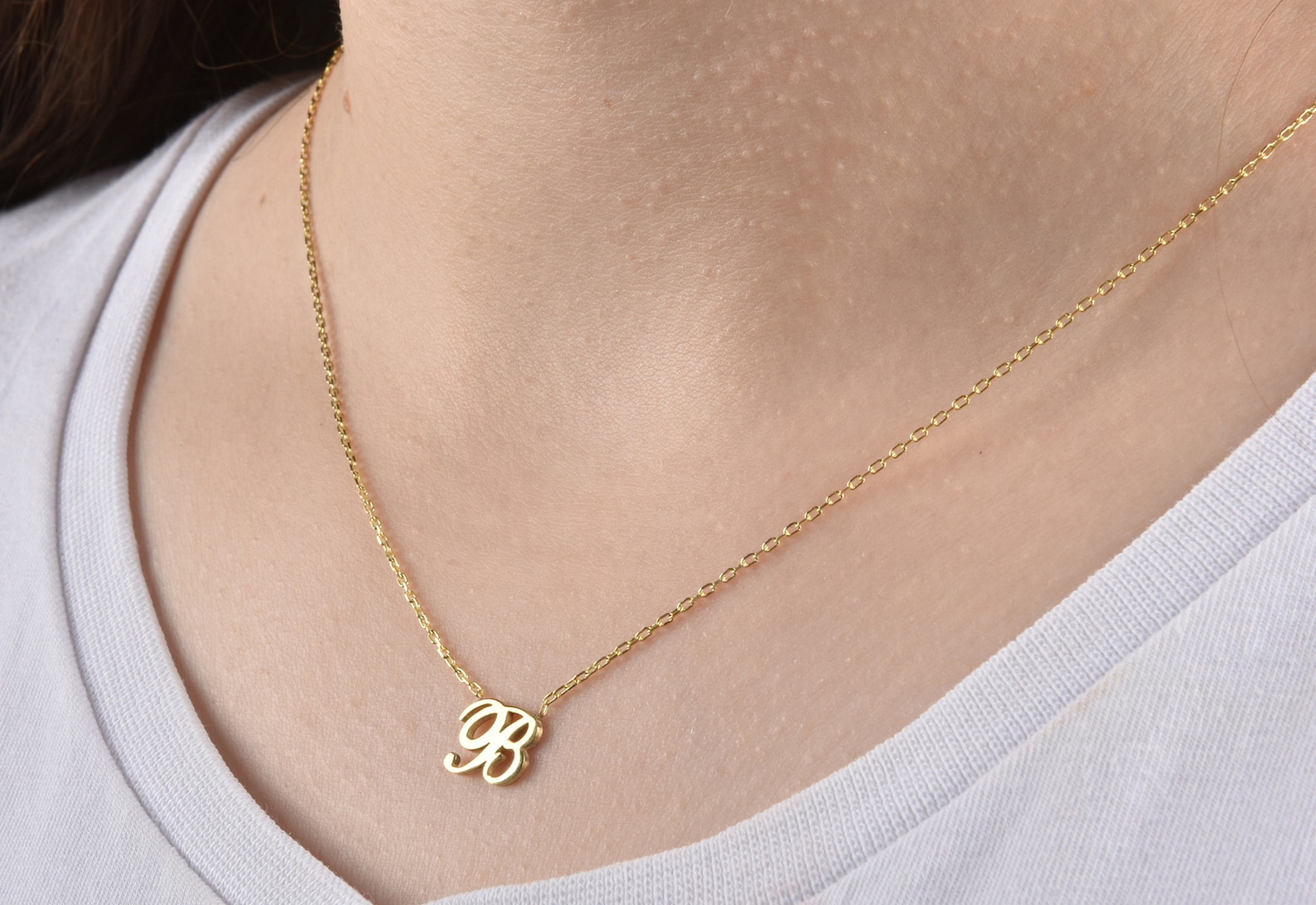 White Gold Initial Solid Gold Initial Necklace Letter | Etsy