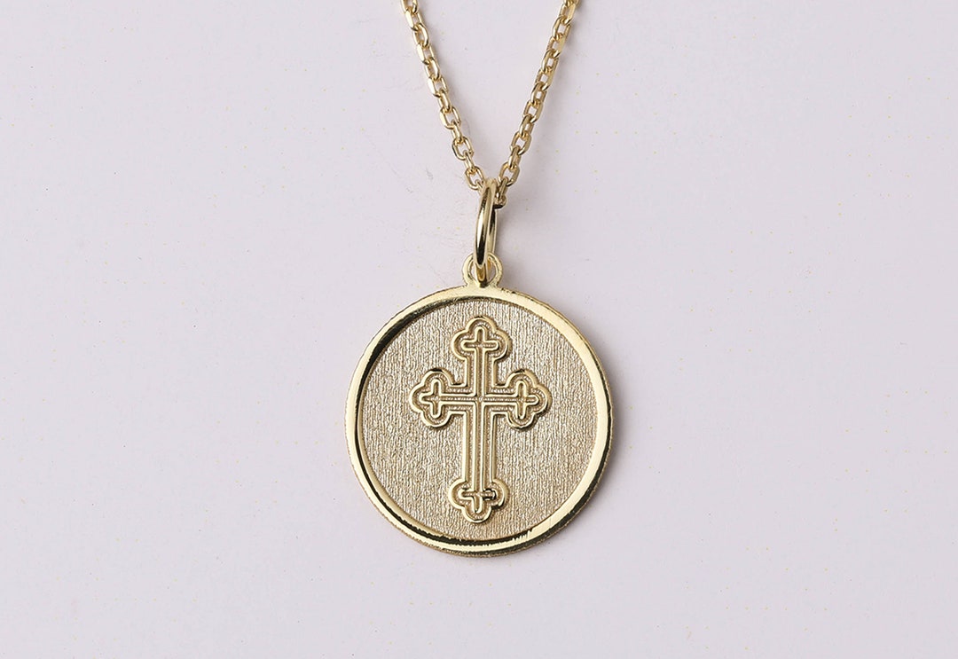 14k Gold Personalized Cross Necklace, Cross Pendant, Christ Christian ...