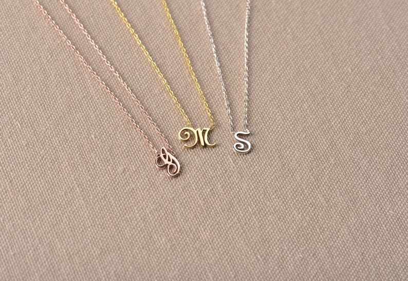 14K Gold Tiny Letter Necklace Simple Letter Necklace Initial - Etsy