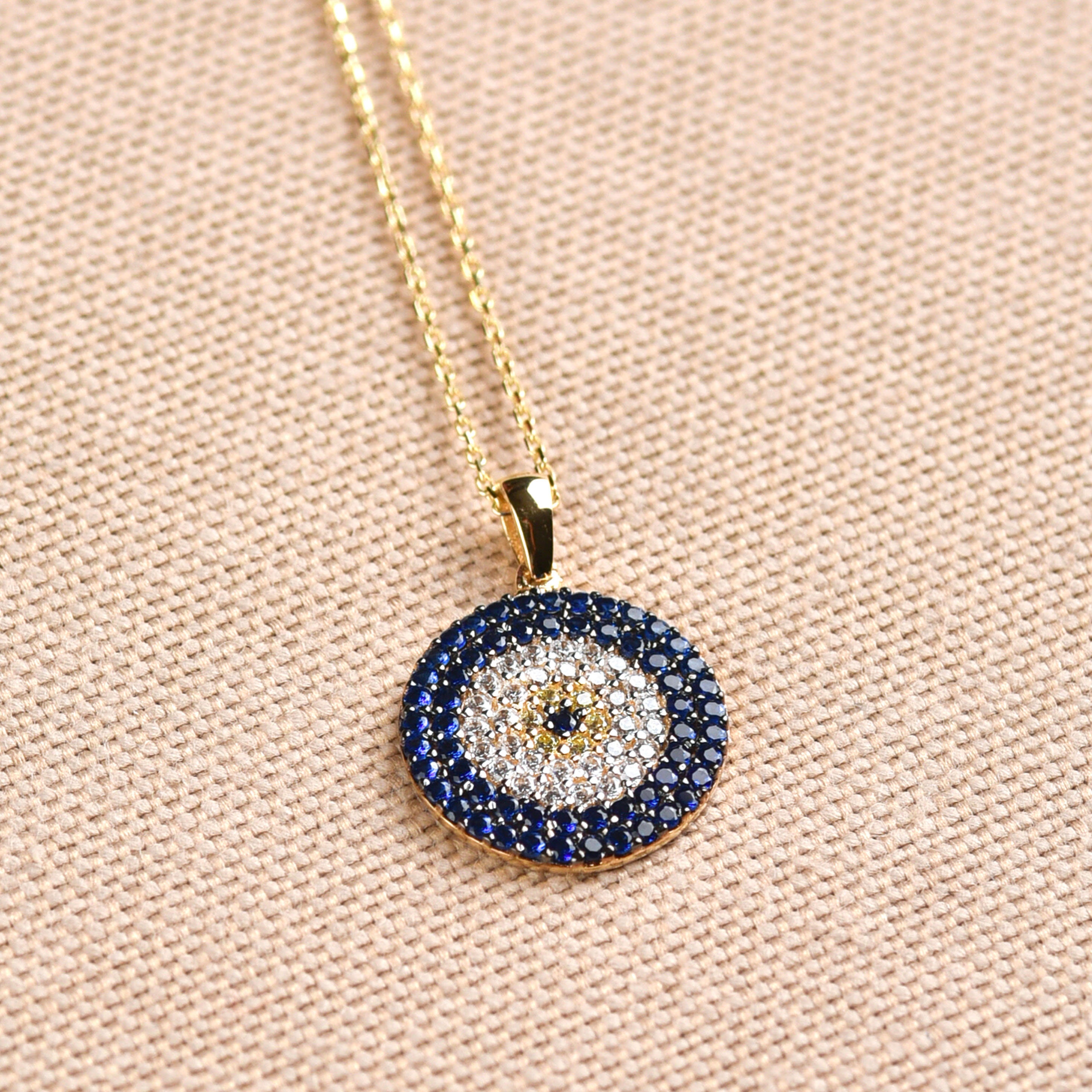 Tiny Evil Eye Necklace 14K Gold Evil Eye Charm Necklace | Etsy