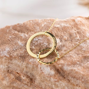 2 Ring Necklace, Interlocking Circle Necklace, Double Ring Necklace ...