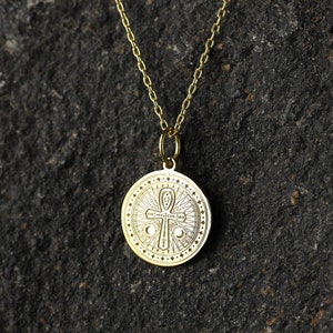 14k Gold Ankh Necklace, Personalized Ankh Pendant, Egypt Ankh, Ancient ...