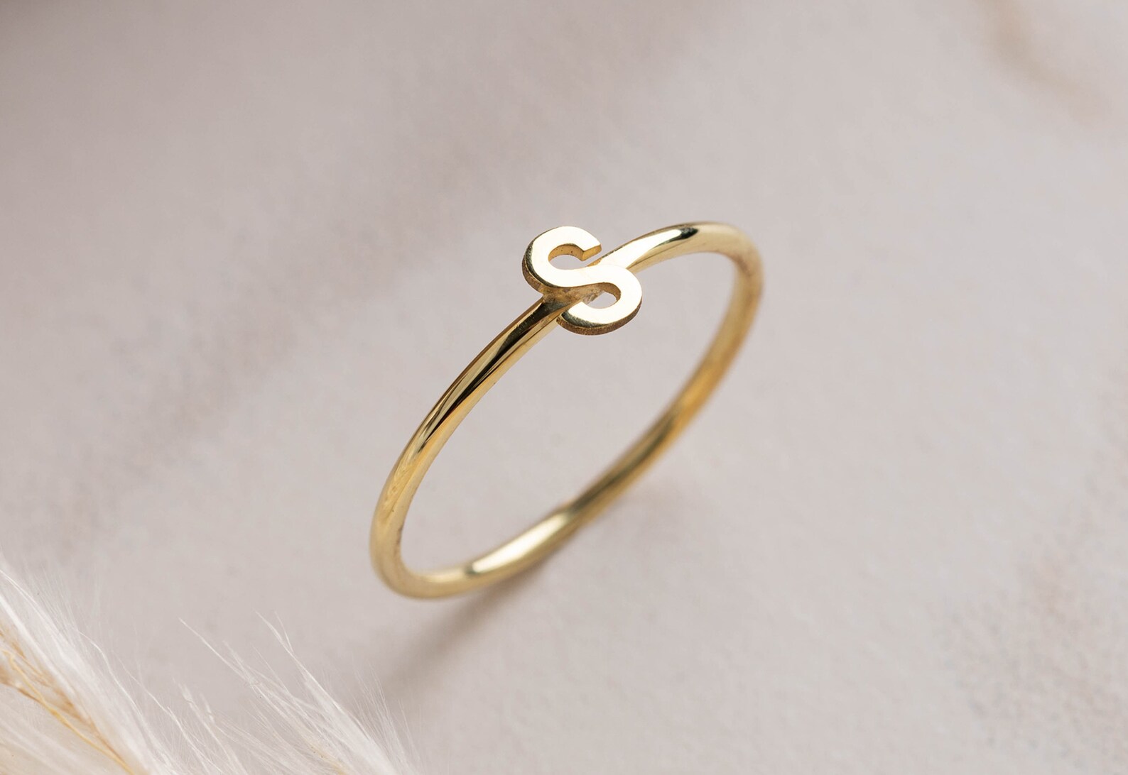 14K Gold Initial Ring A Z Alphabet Ring Letter Ring | Etsy