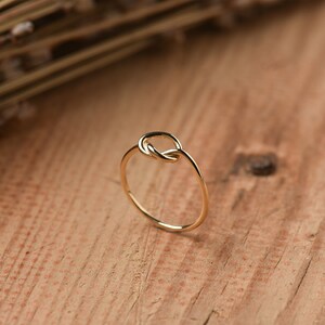 14K Gold Knot Ring, Love Knot Ring, Promise Ring, Gold Thin Round Ring ...