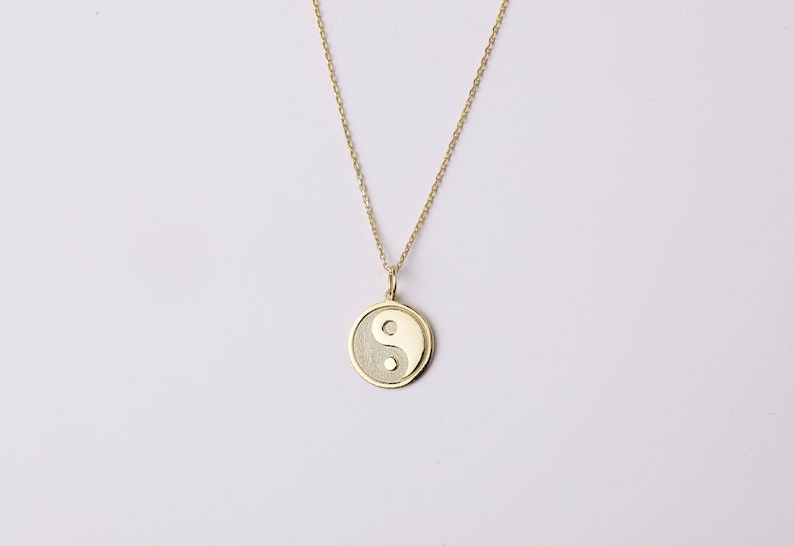 14k Gold Yin Yang Necklace, Personalize Yin Yang Pendant, Tai Chi ...