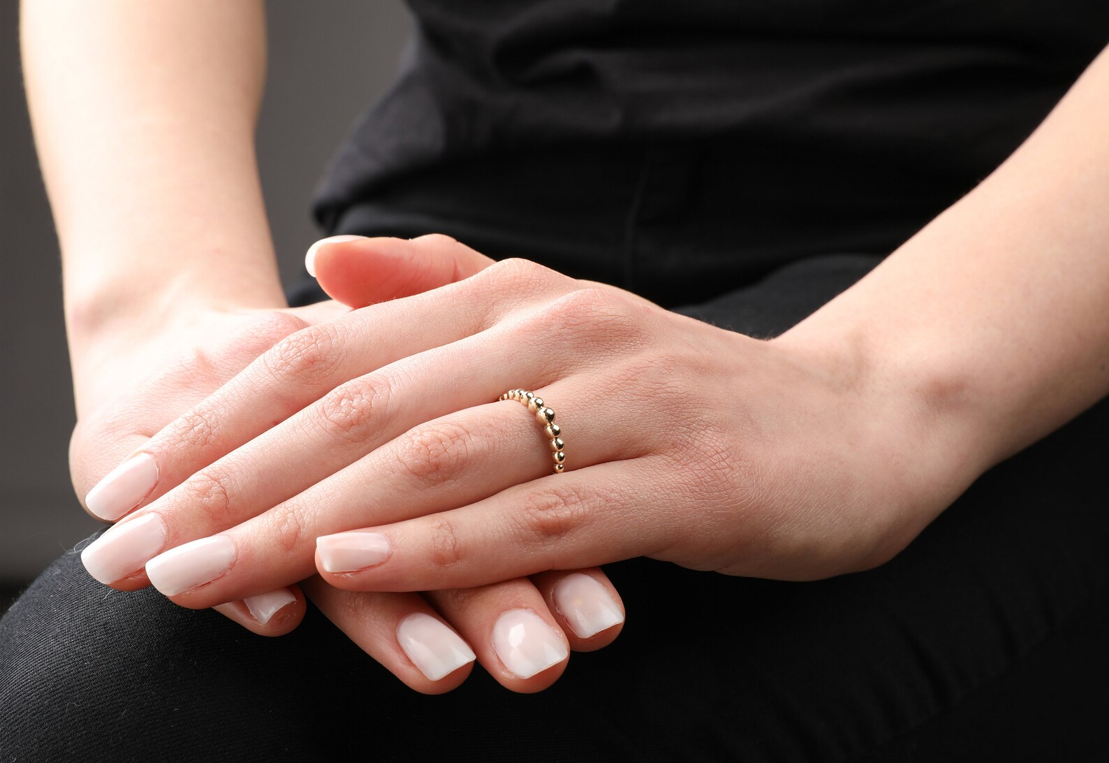 14K Gold Thumb Ring Bead Ring Gold Gold Stacking Ring Midi - Etsy