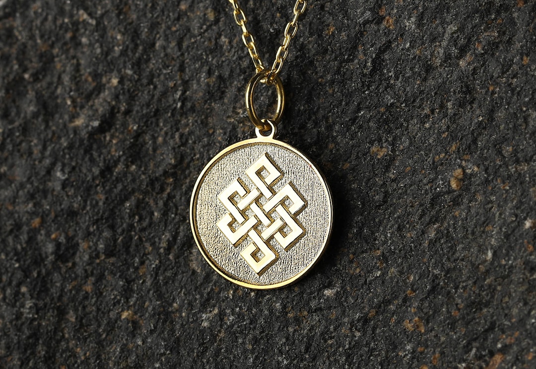 14k Gold Endless Knot Necklace, Personalized Eternal Knot Pendant ...