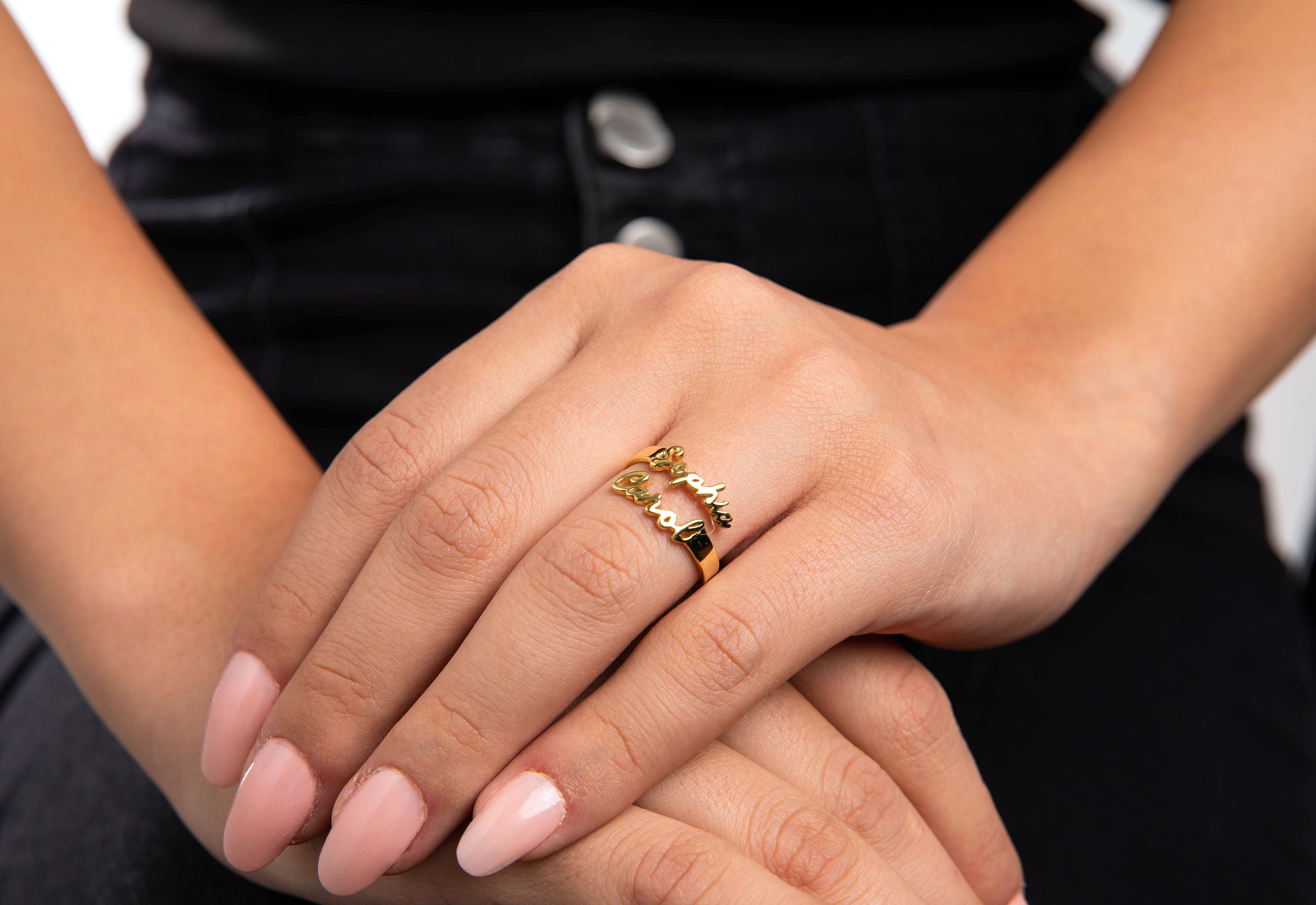 2 Names Ring Gold Double Name Ring Personalize Two Names | Etsy